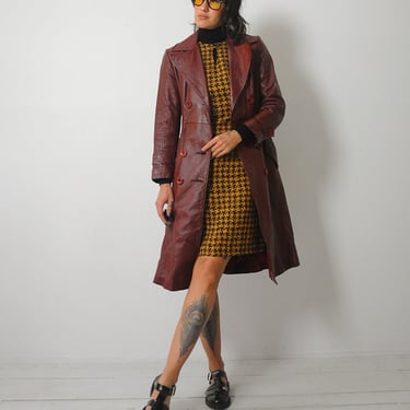 1970's Merlot Leather Trench Coat | Noir Ohio | Dayton, OH