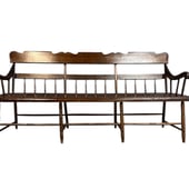 Antique Dark Pine Rustic Spindle Back Deacon's Bench | MidCentury ...