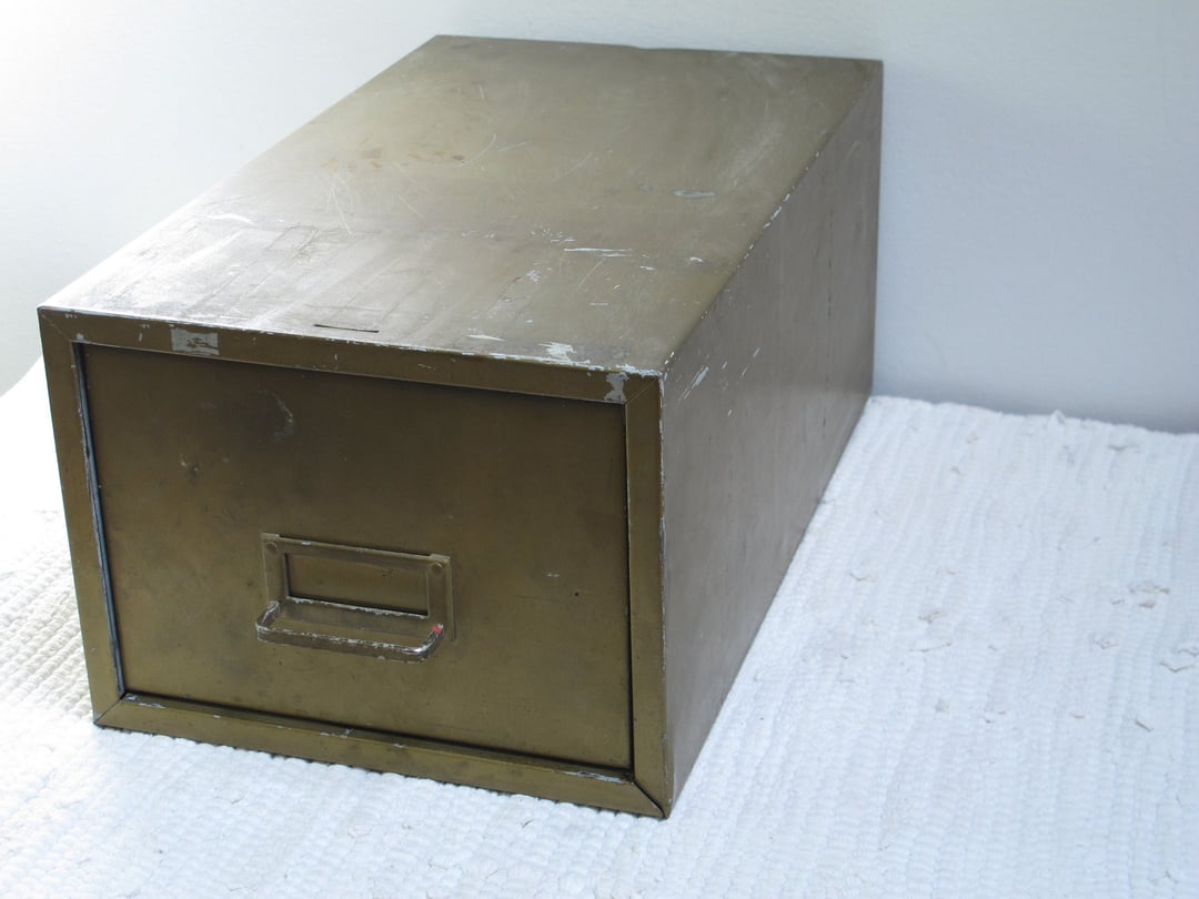 Metal File Drawer Army Green Metal Storage Box Gold Steelmaster | All ...