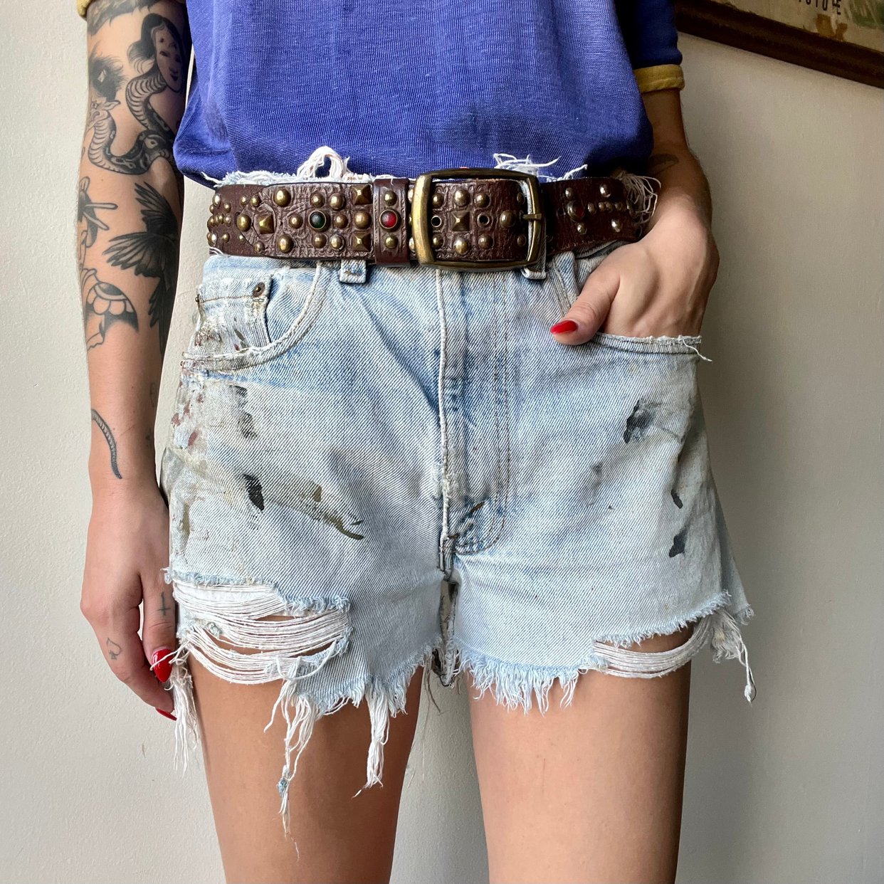 Thrashed & Painted Levis Shorts 31"W (women's 6) | High Class Hillbilly ...