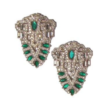 Vintage 30s Art Deco Rhinestone Dress Clips – Set | Metro Retro Vintage ...