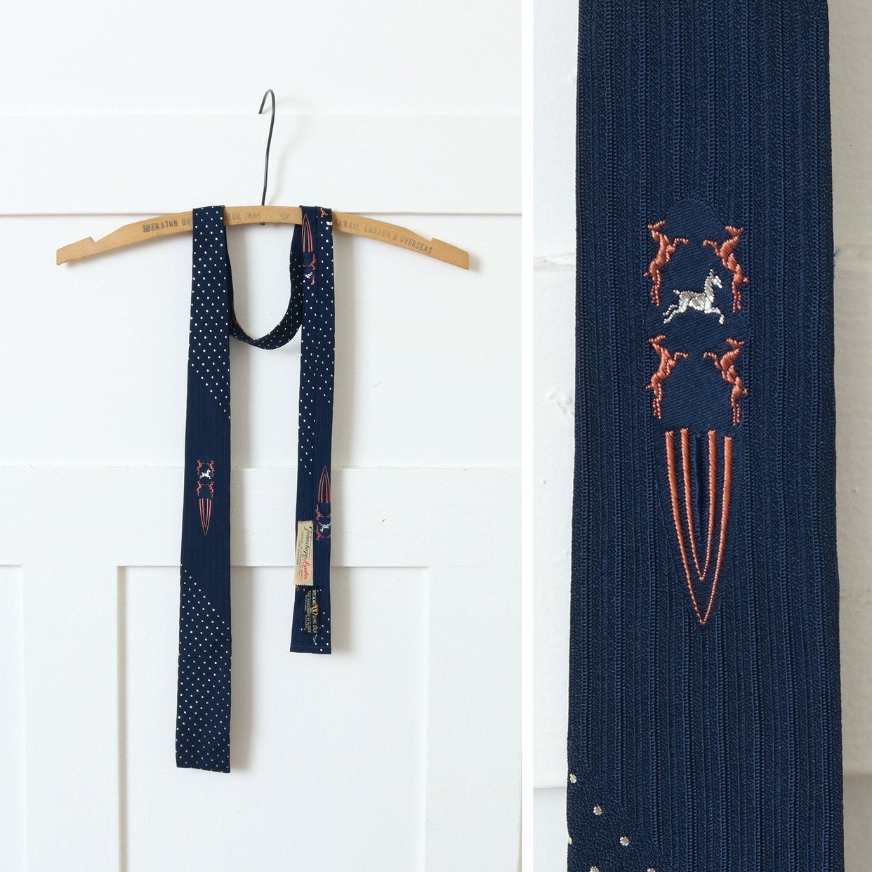 vintage late 1950s square end necktie • dark navy | Living Threads ...