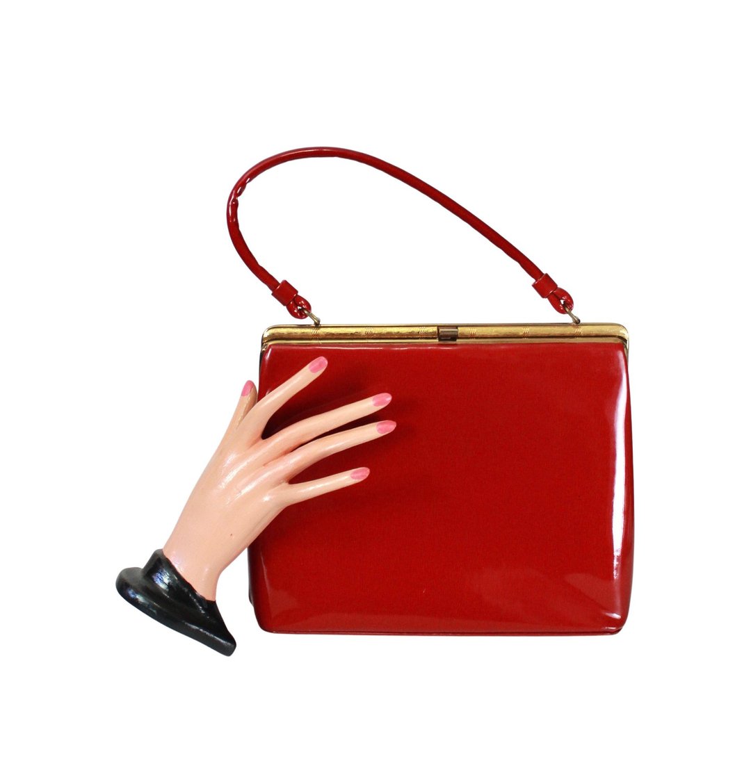1950s Candy Apple Red Patent Leather Kelly Handbag - 1950s | Veracious ...