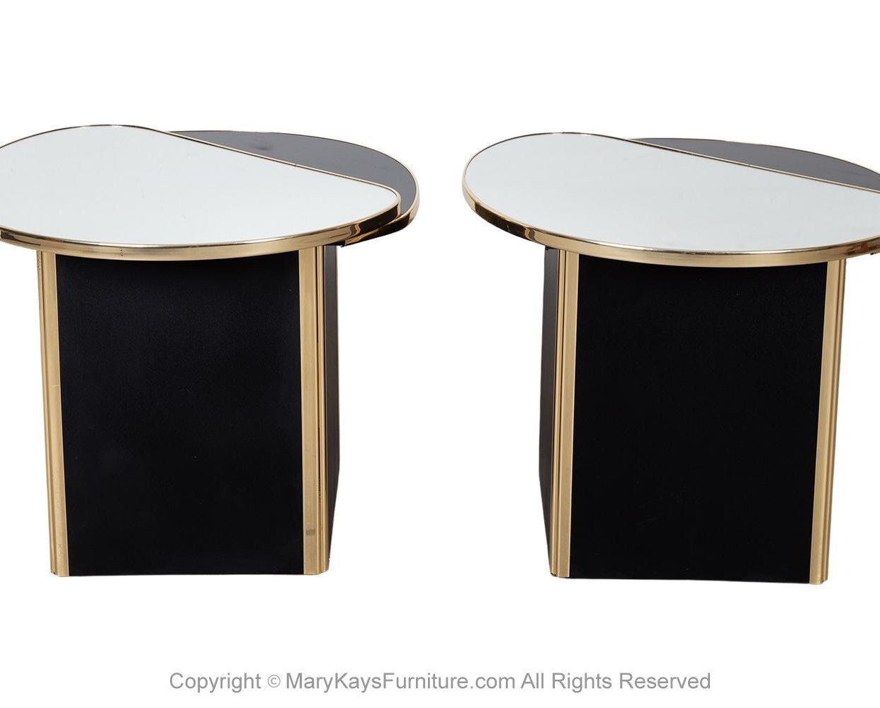Pair Postmodern End Side Tables Mirror Top Black | Mary Kay's Furniture ...