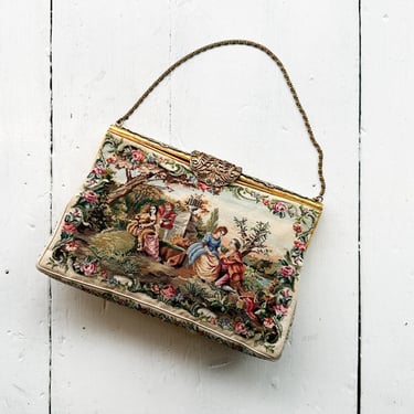 1950s French Petit Point Courtly Love Scene Frame Purse | Wayward ...