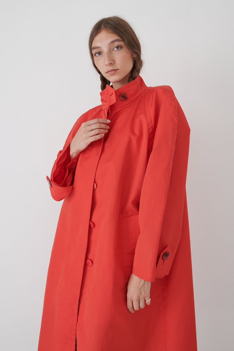 Ysl Cherry Red Trench | Desert Vintage | Tucson, AZ
