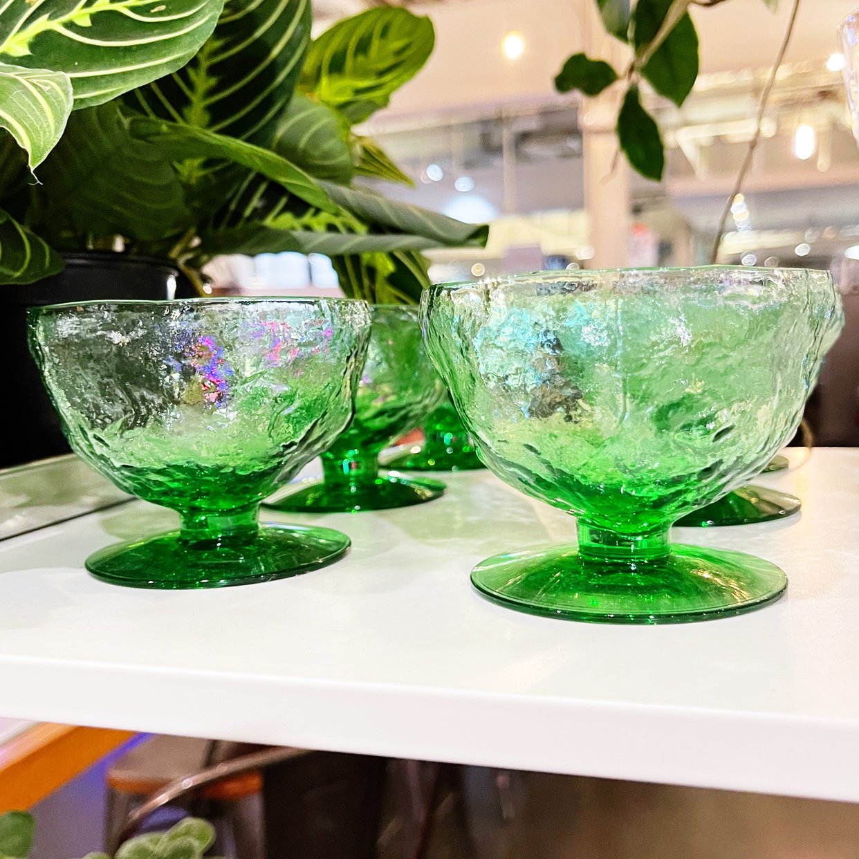 Vintage Morgantown Kelly Green Coupe Glasses | Jungle and Loom ...