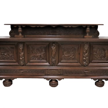 Vintage Sideboard | French Bruegel Style Carved Buffet With 1/4 Canopy ...