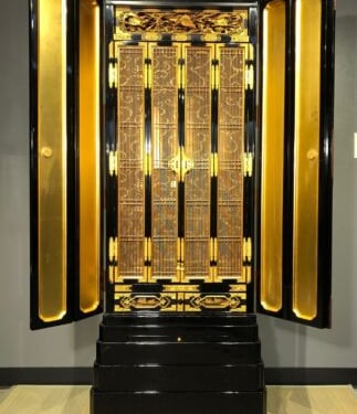 Antique Japanese Black Lacquer and Gilded with Gold Butsudan Altar ...