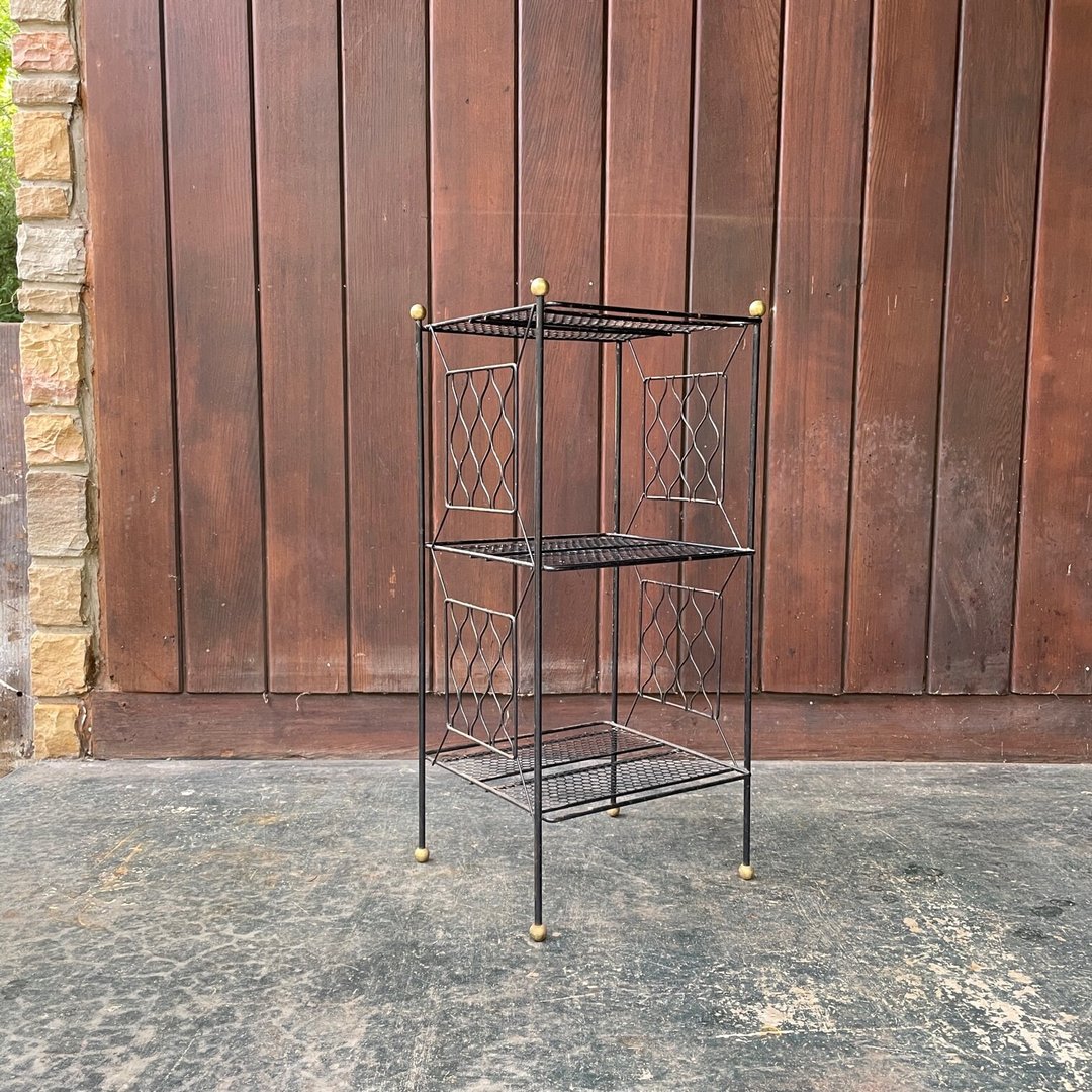 1950s Vintage Brass Balled Telephone Stand Wire Atomic Perforated ...