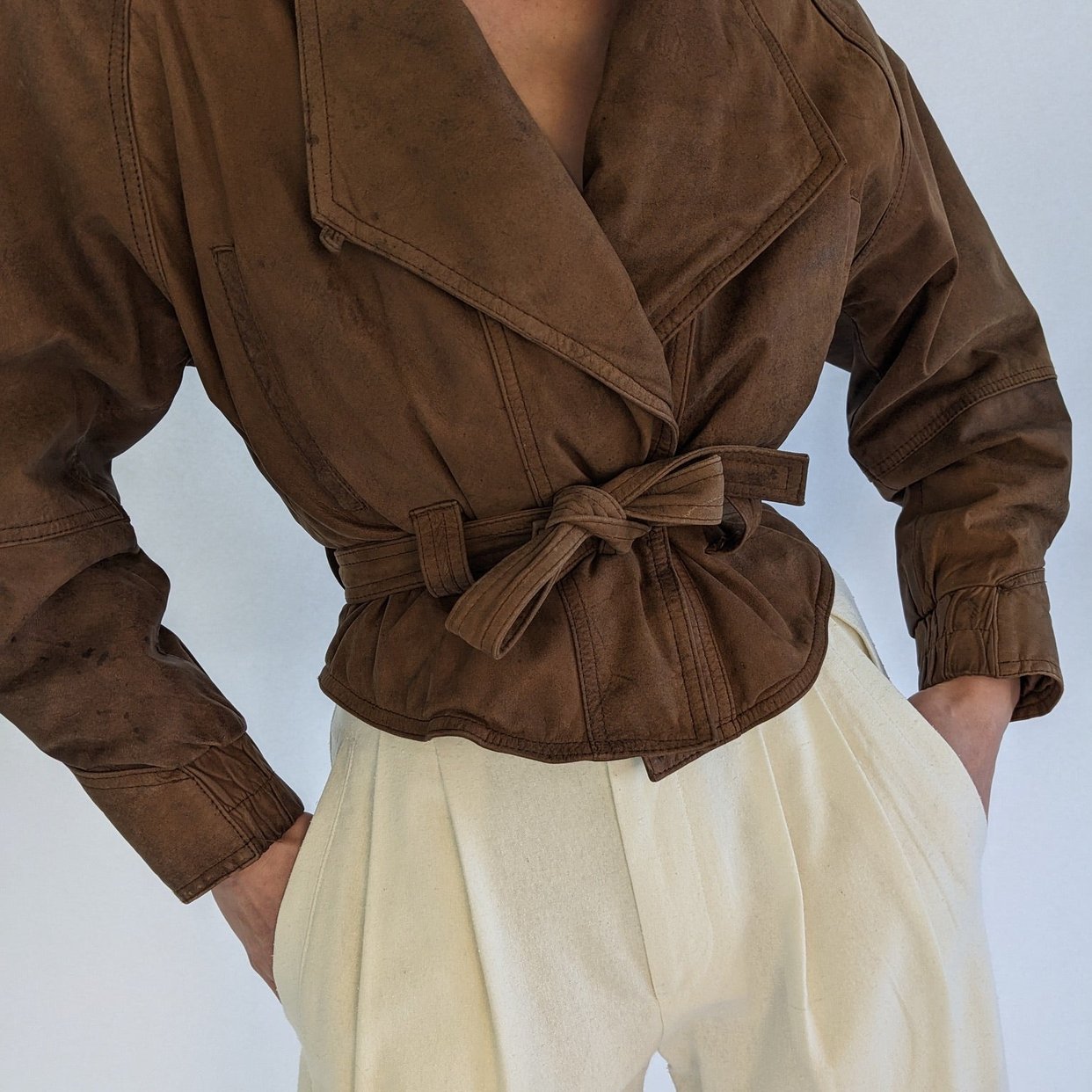 Favorite Vintage Cropped Tie Leather Jacket | Na Nin - Richmond, VA | ATTIC