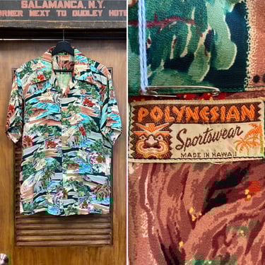 Vintage 1940's “Hawaiian Surf” Japan Asian Pattern Crepe Vintage 1940's “Hawaiian Surf” Japan Asian Pattern Crepe