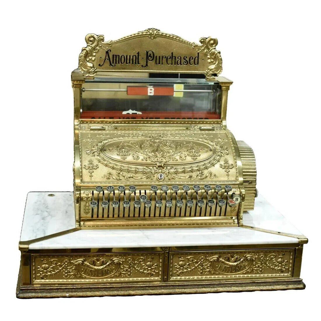 Antique National Cash Register Co, Brass and Marble | Old European Home ...