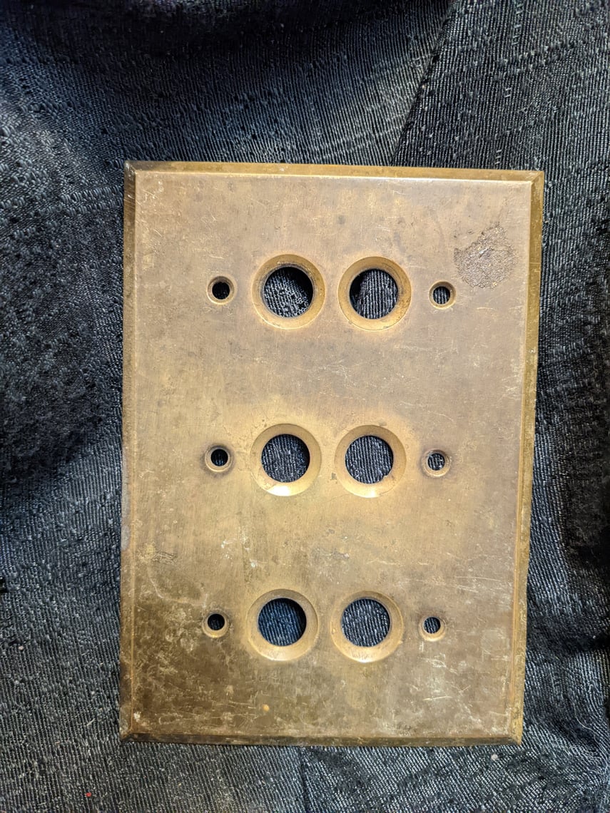 3 Bank Brass Push Button Electrical Face Plate | Earthwise Architectual ...