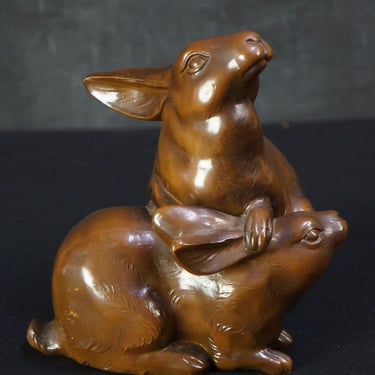 Vintage Japan bronze Usagi rabbit sculpture 1970 Japanese craft ...