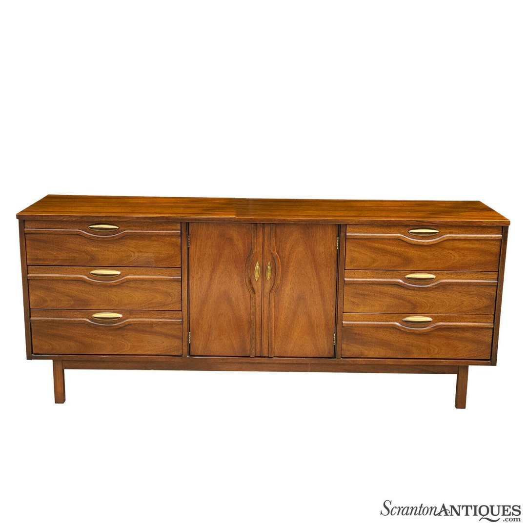 Mid-Century Modern Sculpted Walnut Long Dresser | Scranton Antiques ...