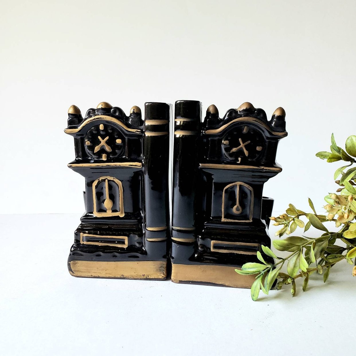 Vintage Red Clay Ceramic Grandfather Clock Bookends/ Japan/ 1960 | Boot ...