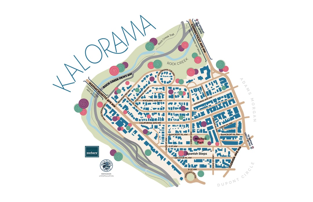 Kalorama 11x17 inches neighborhood map Washington DC | Wild Places ...