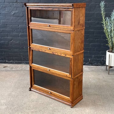 Vintage Barristers Oak & Glass 4-Tier Bookcase Shelf Cabinet, c.1970’s | Vintage Supply | East ...