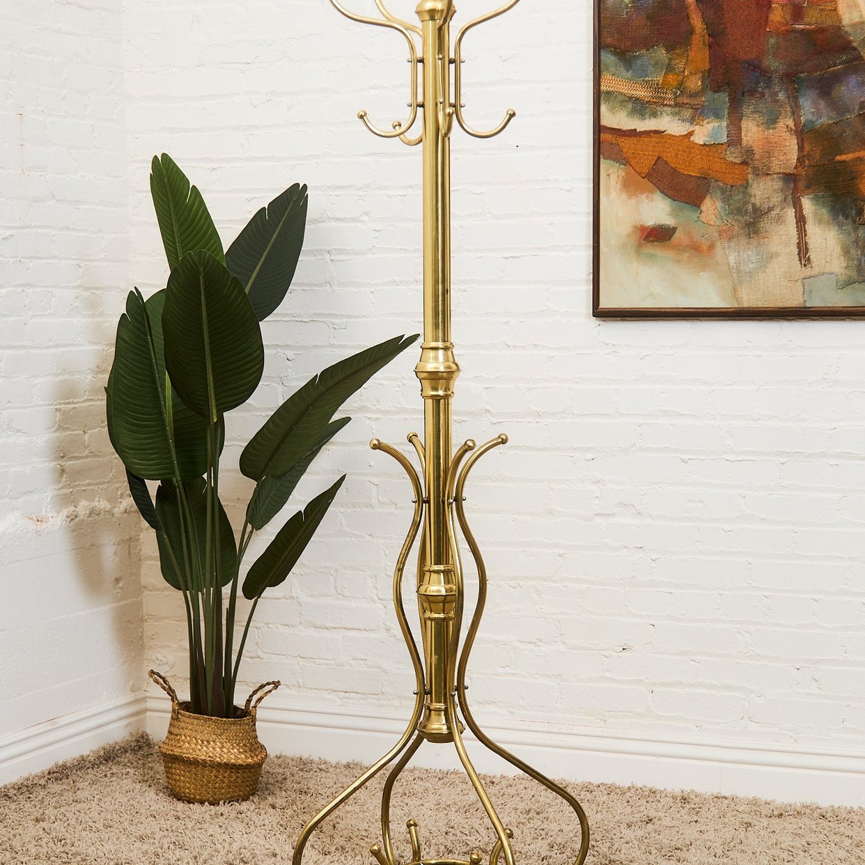 Vintage Tall Brass Standing Hall Tree Hat Stand | Sunbeam Vintage ...