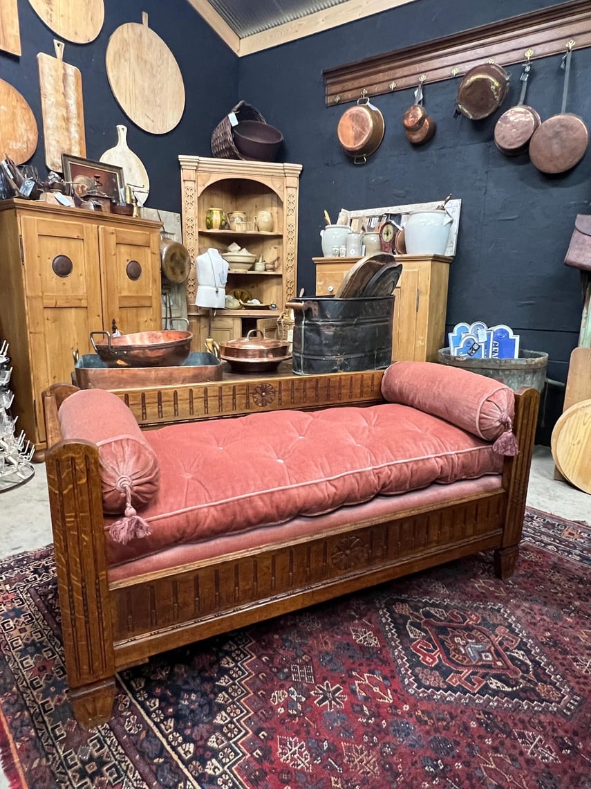 Antique French Settee Daybed, Oak, 1860-90 | Rust & Refind | Aldie, VA