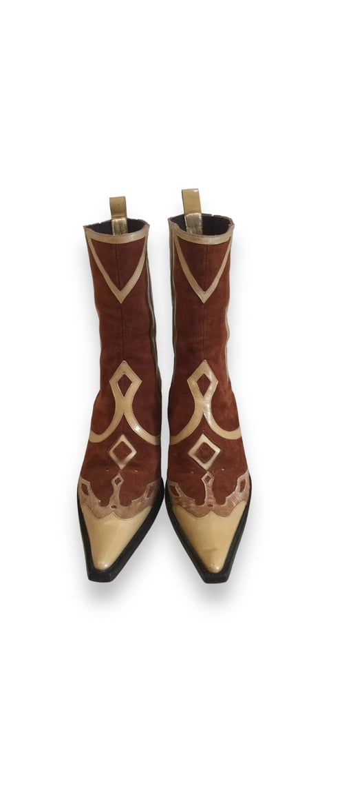 Auth Vintage DOLCE & GABBANA Brown Tan leather Pony Hair western ...