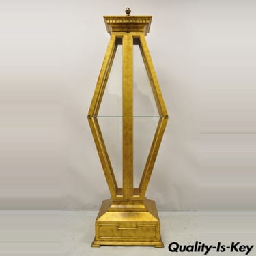 Vintage Gold Hollywood Regency Diamond Shaped Curio Cabinet Display ...