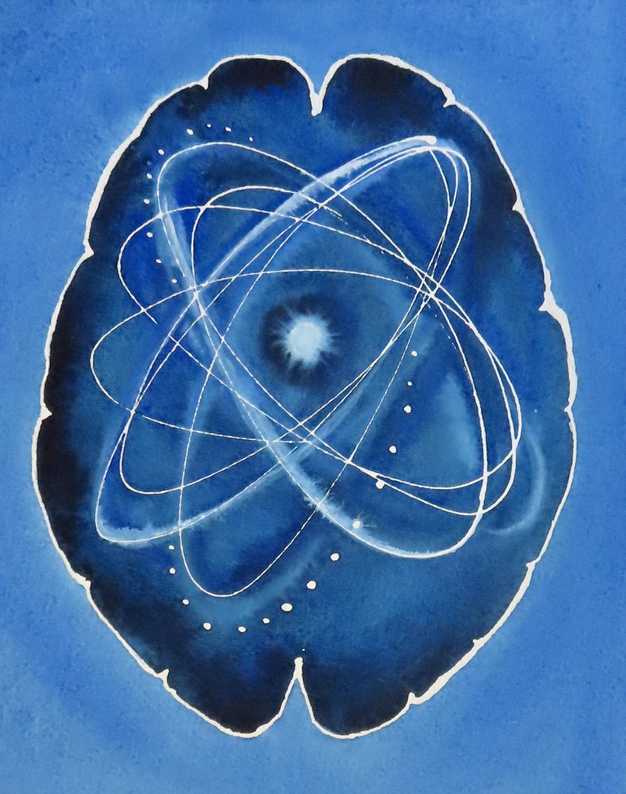 Cosmic Exploration Brain - original watercolor painting - neuroscience ...