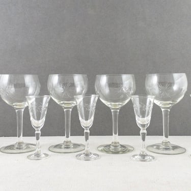 Vintage Clear Etched and Cut Glass Small Stemmed | Pebble Creek Goods ...