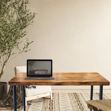 Live Edge Computer Desk - Solid Wood Walnut Desk with | Umbuzo | West ...