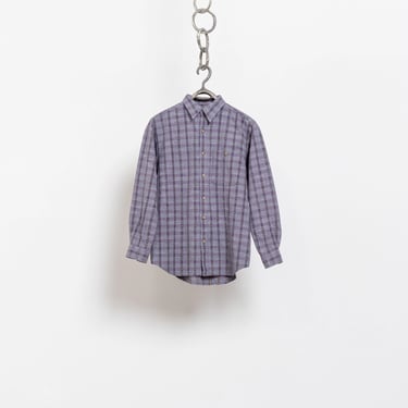WOVEN COTTON SHIRT Vintage Purple Work Shirt Workwear Blouse Button ...
