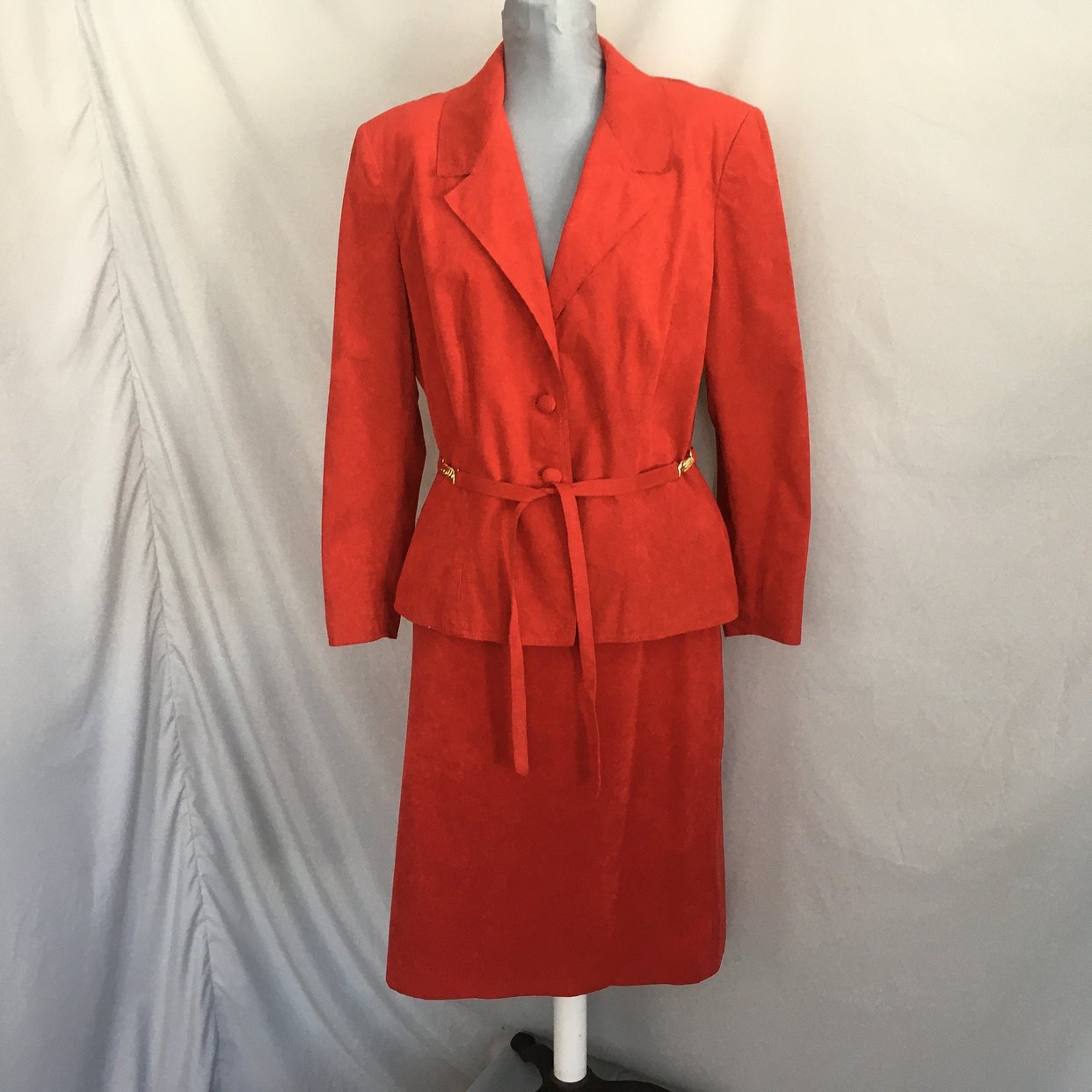 Red 1980's Ultrasuede skirt suit with original belt, | Lil' Chicken ...