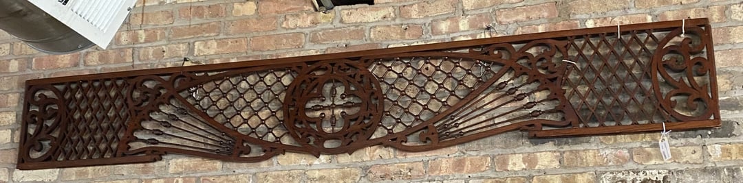 Dark Wood Lattice Transom w Clover | Salvage One | Chicago, IL