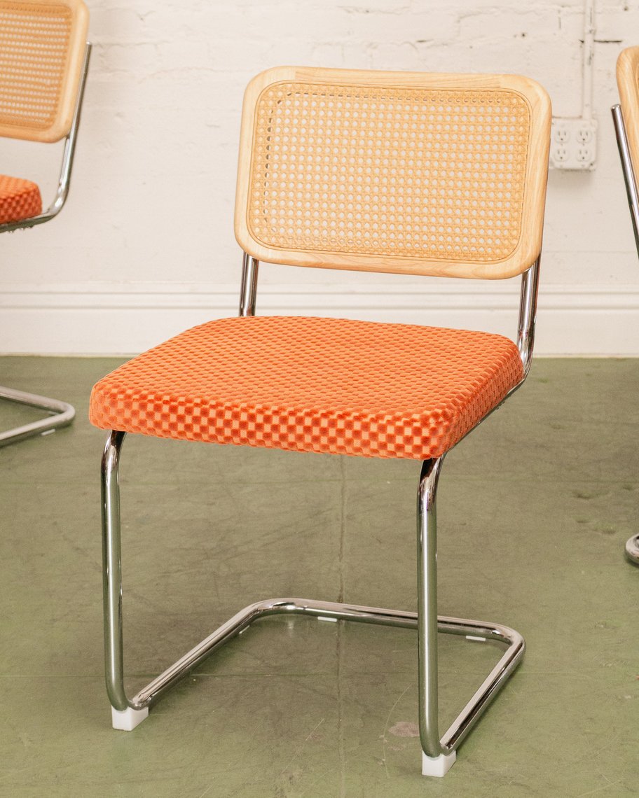 Checkered Rust Chrome Rattan Chair | Sunbeam Vintage | Highland Park ...
