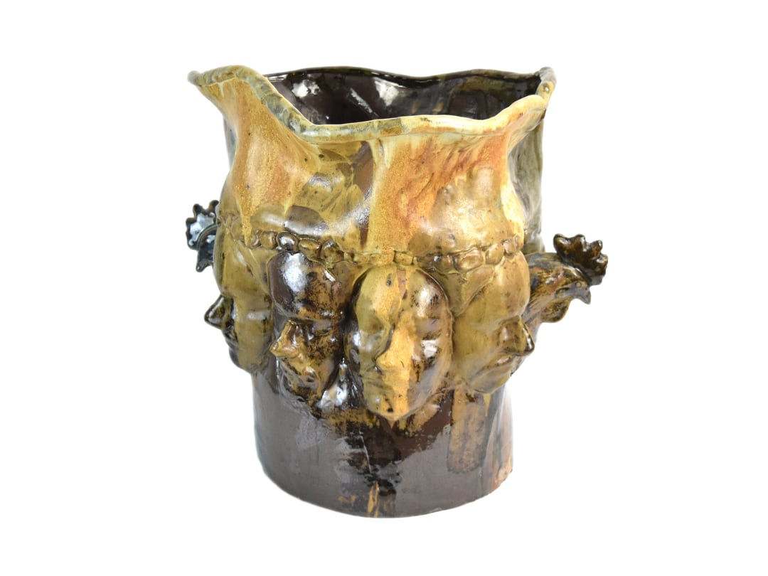 Huge Clay Lust Signed Art Pottery Vessel w Male Human | Prairieland Art ...