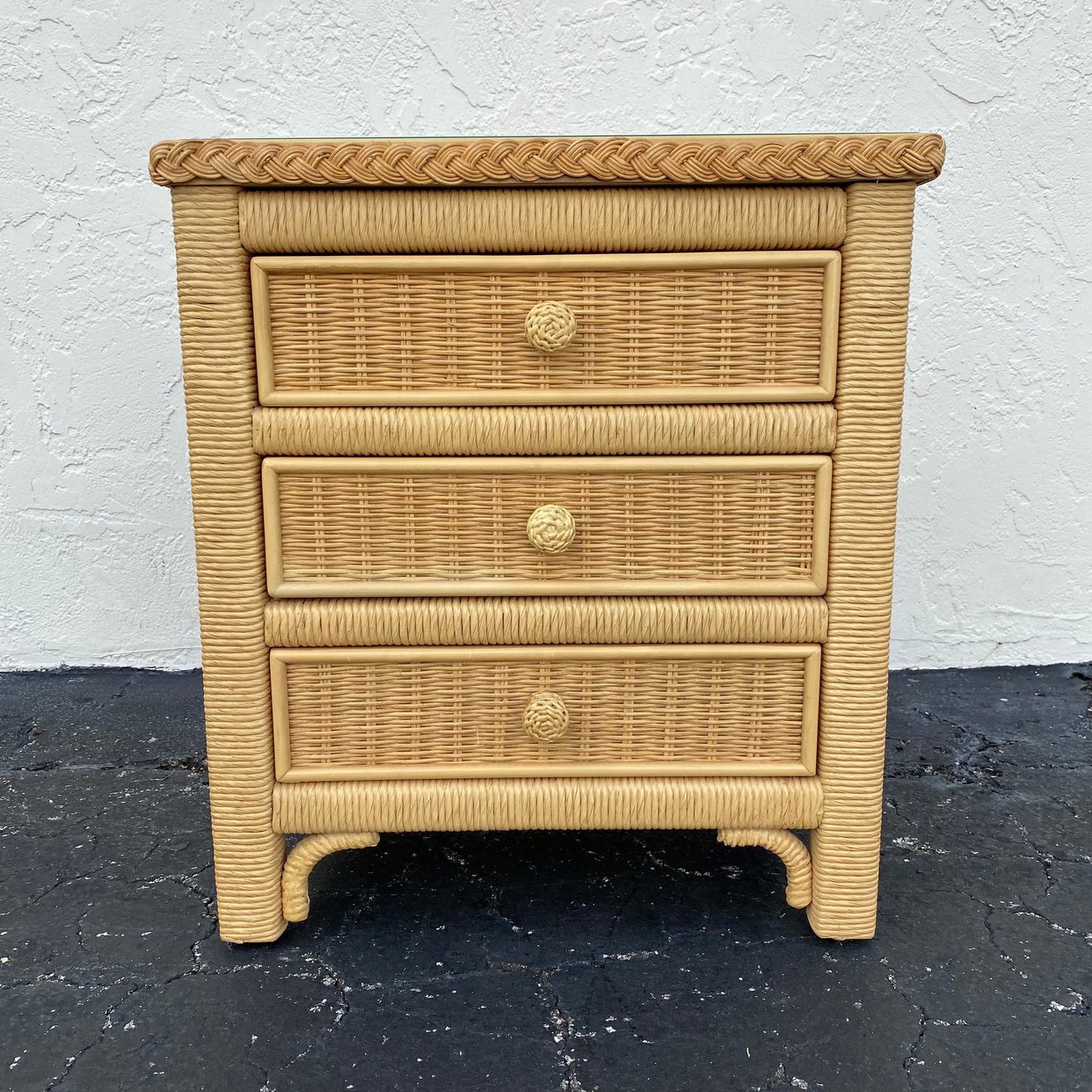 Henry Link Wicker Nightstand with 3 Drawers FREE SHIPPING | Elle ...