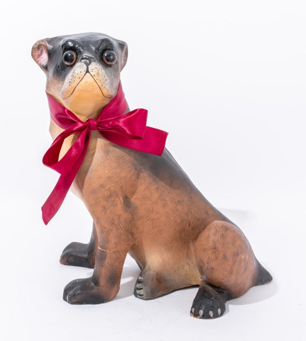Papier Mache Seated Pug Sculpture | Showplace Antique + Design Center ...