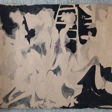 Original 1968 Rita FECHER ABSTRACT Expressionist PAINTING 18x24 ...