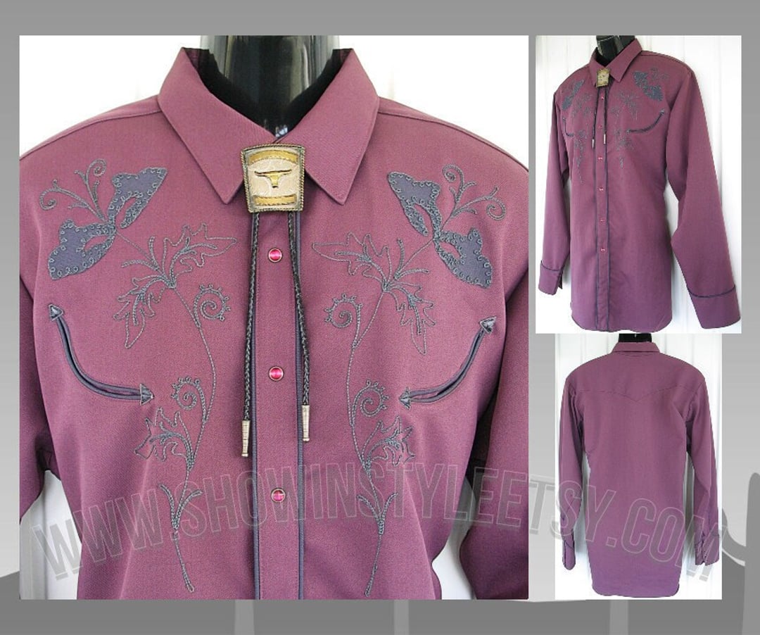 Vintage Western Men's Cowboy & Rodeo Shirt by Miller Westernwear, Plum ...