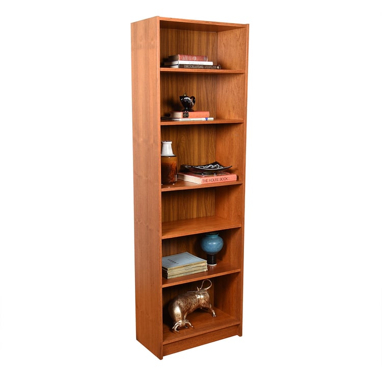 Thin 24″ Wide Danish Modern Teak Tall Compact Bookcase | Modern Mobler ...