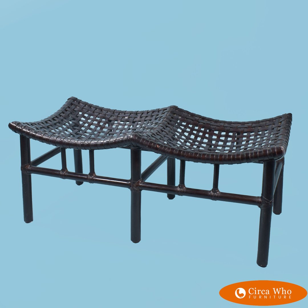 Rattan and Leather Pagoda Bench by McGuire | Circa Who | West Palm ...