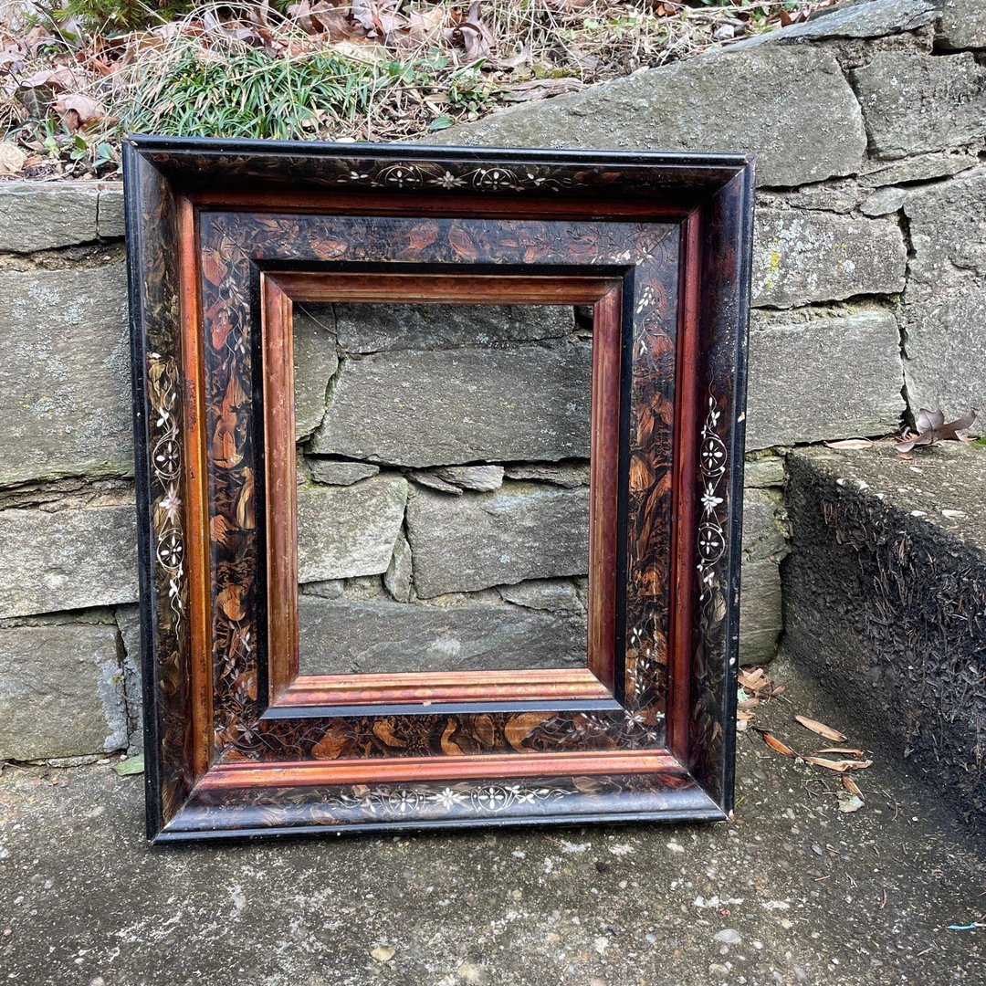 Highly Ornate Victorian Era Picture Frame Eastlake Floral Inlays ...