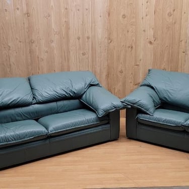 Vintage Italian Post Modern Leather Sofa and Loveseat | Vintage Grind ...
