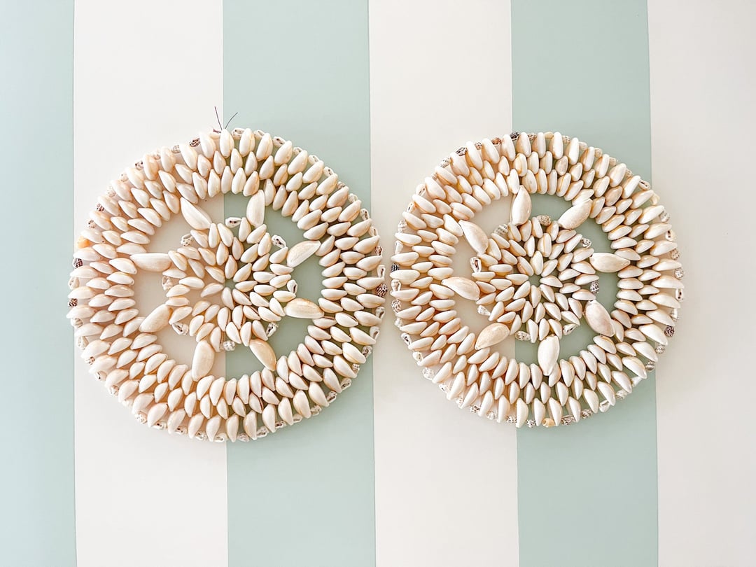 Pair of Bahamian Shell Trivets | Palm Beach Regency | Lake Park, FL