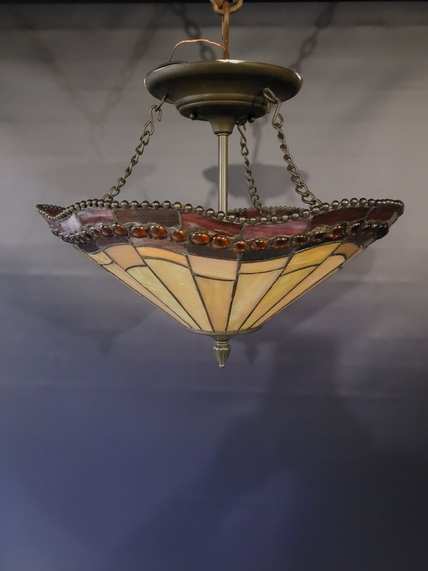Semi-flush Stained Glass Light Fixture 14"x16.5" | Earthwise ...
