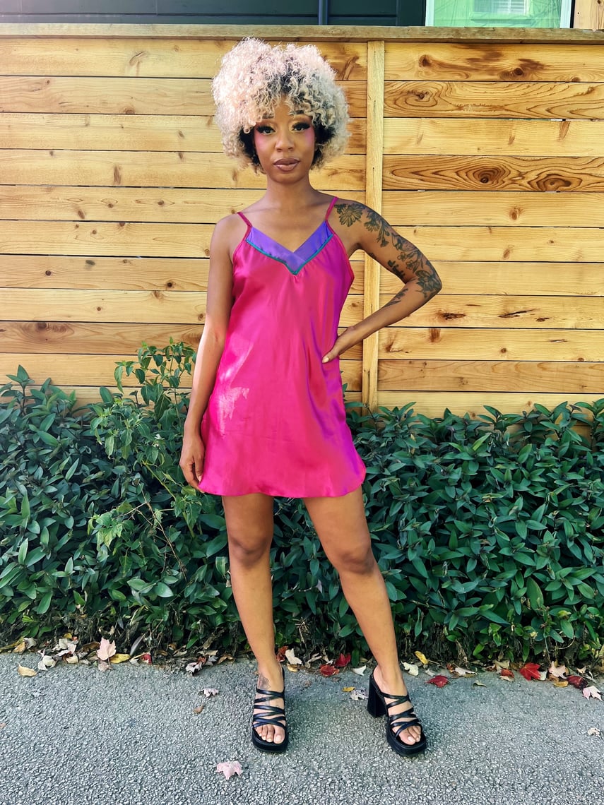 90's Hot Pink Colorblock Slip | Prototype Vintage | Austin, TX
