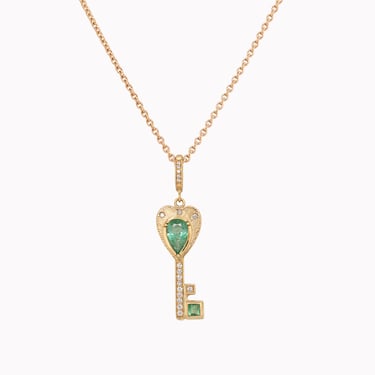 Emerald & Diamond Key Necklace | Eliza Page - Second Street District ...