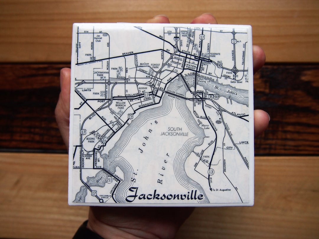 1964 Jacksonville Florida Map Coaster. Jacksonville Map. Vintage ...