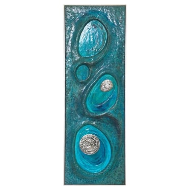 Lorraine Stelzer 1969 Turquoise Acrylic Resin Art Wall Sculpture Panel ...