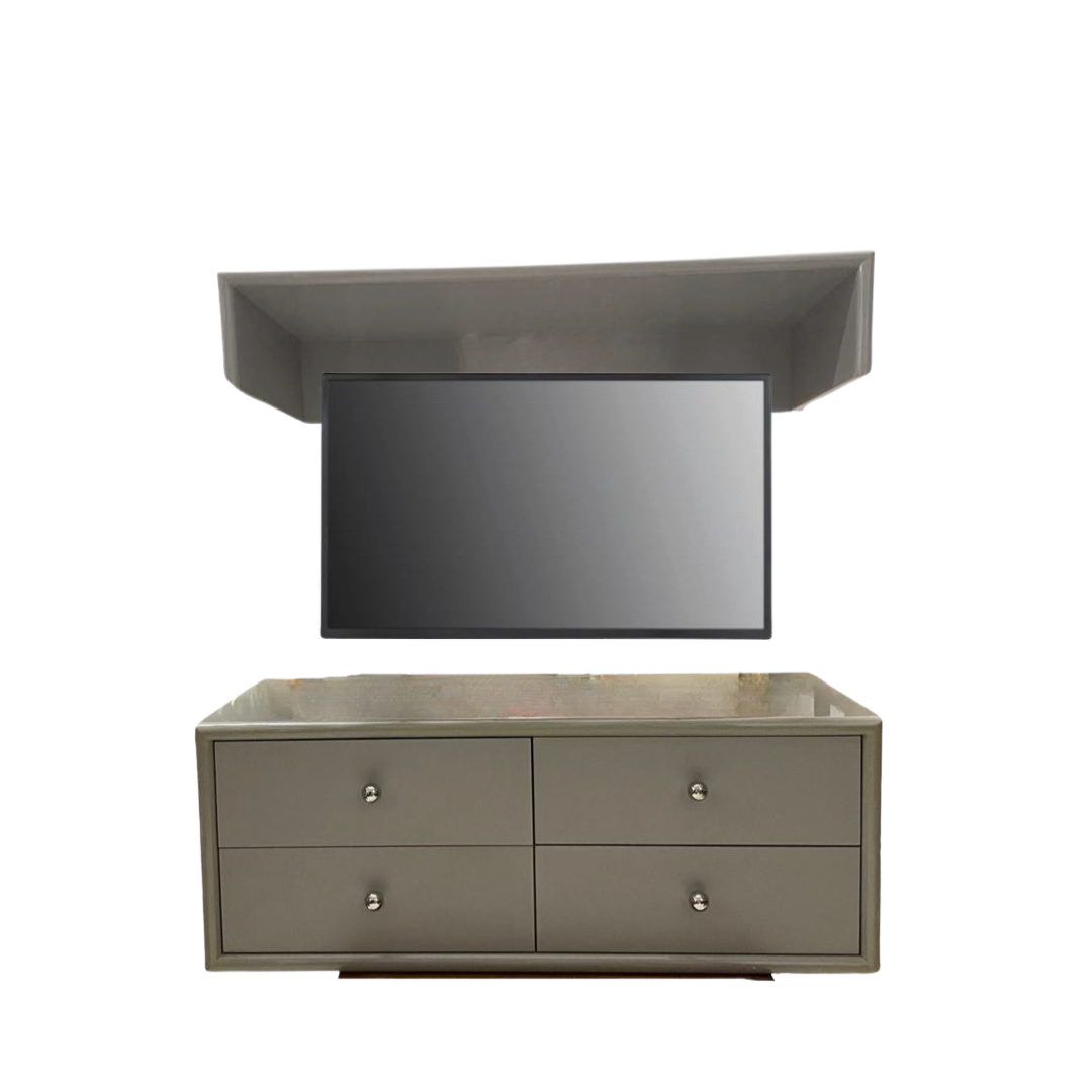 Postmodern Sage Green Lacquer Low-board with Hood Wall Unit Media ...